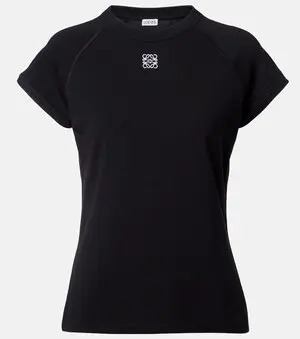Loewe Anagram Embroidered Cotton-blend T-shirt - Black