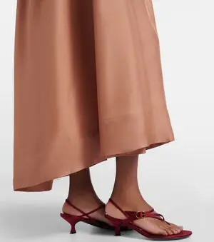 Asceno Heather Pleated Silk Twill Maxi Dress
