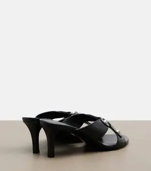 Balenciaga Cagole Leather Mules - Black