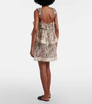 Attico Leopard-print Ruffled Cotton Minidress
