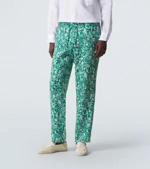 Kiton Printed Linen Pants - Green