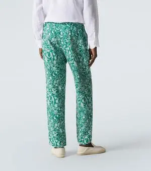Kiton Printed Linen Pants - Green