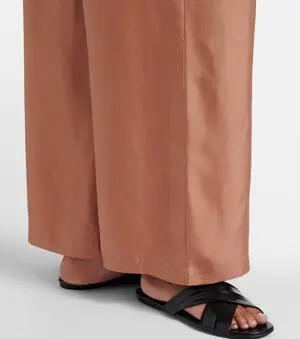 Asceno Isola Pleated Silk Twill Wide-leg Pants