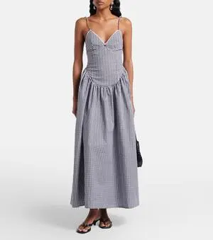 BANANHOT Paloma Gingham Cotton Poplin Maxi Dress