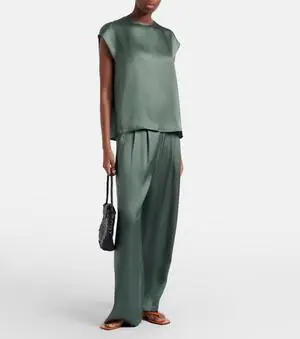 Asceno Dasha Silk Twill Top - Green
