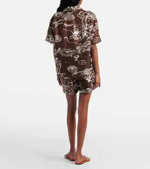 Asceno Zurich Printed Silk Twill Shorts - Brown