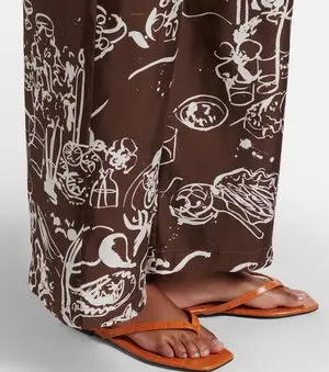 Asceno Isola Printed Silk Twill Wide-leg Pants