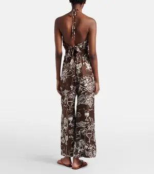 Asceno Isola Printed Silk Twill Wide-leg Pants
