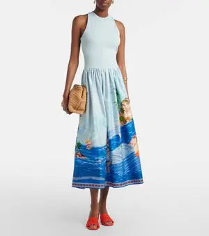ALEMAIS Printed Cotton Midi Dress