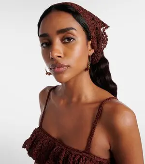Anna Kosturova Crochet Cotton Scarf - Brown