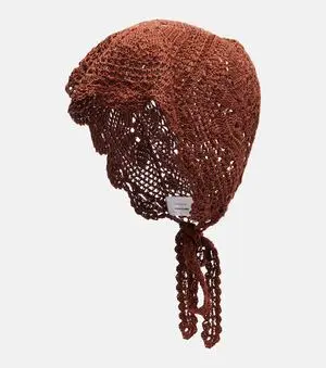 Anna Kosturova Crochet Cotton Scarf - Brown