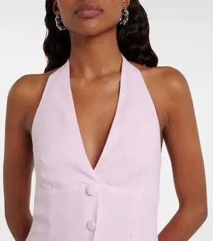 Faithfull The Brand Murano Halterneck Linen Minidress