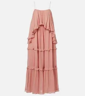 Zimmermann Luna Ruffled Tiered Maxi Dress - Pink
