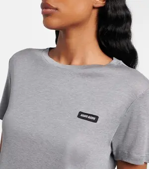 Miu Miu Lace-trimmed Silk Jersey Crop Top