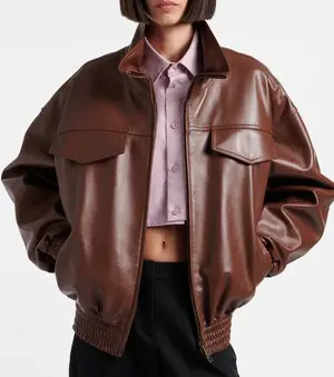 Balenciaga Cropped Oversized Leather Jacket