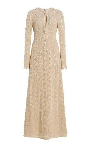 Alexis Niccola Beaded Macrame Maxi Dress - Neutral