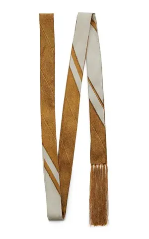 OTZIO Breton Fringed Silk Scarf - Gold