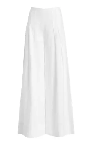 Citizens Of Humanity Riviera Pleated Linen Cropped Palazzo Pants - White