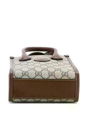 Gucci Interlocking G Patch Gg Coated Canvas Mini Satchel - Brown