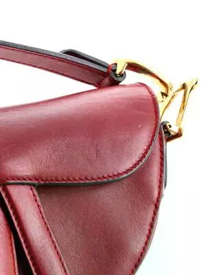 Dior Saddle Handbag Leather Mini Shoulder Bag - Red