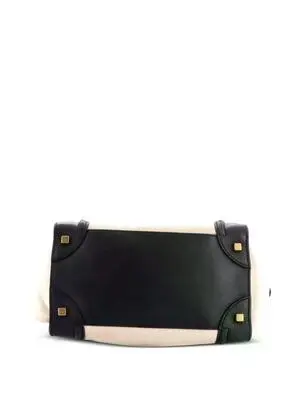 Celine Luggage Bag Canvas And Leather Mini Satchel - Black