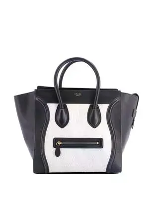 Celine Bicolor Luggage Leather Mini Satchel - Black