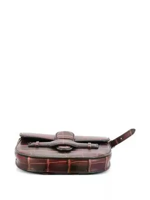 Celine Symmetrical Shoulder Bag Crocodile Embossed Mini Belt Bag - Brown
