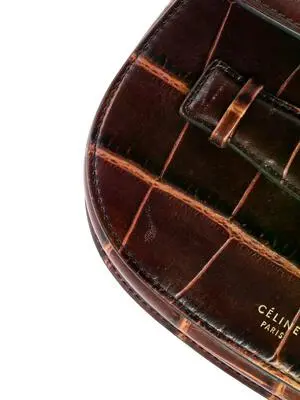 Celine Symmetrical Shoulder Bag Crocodile Embossed Mini Belt Bag - Brown
