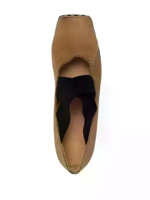 UMA WANG 40mm Square-toe Leather Ballerina Shoes