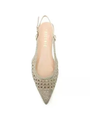 CHICONIC Pointed Mesh Slingback Pumps