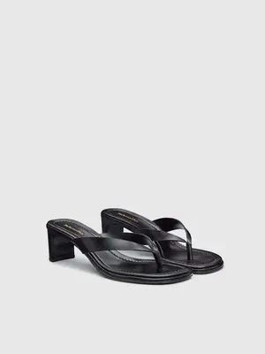 REFORMATION Jessie Block Heel Leather Sandal - Black
