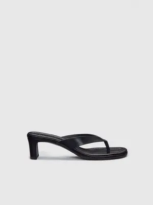 REFORMATION Jessie Block Heel Leather Sandal - Black