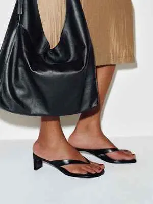 REFORMATION Jessie Block Heel Leather Sandal - Black
