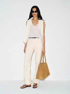 REFORMATION Reece Low Rise Denim Pants - Ivory