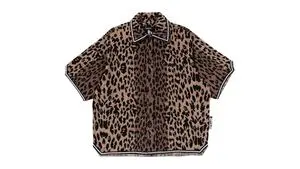 A BATHING APE By Kazuki Kuraishi Leopard Jacquard Short Sleeve Shirt - Beige