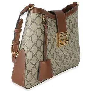 Gucci Padlock Shoulder Bag Gg Supreme Monogram Canvas - Beige