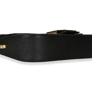 Prada Saffiano Lux Leather Embleme Flap Shoulder Bag - Black