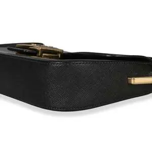 Prada Saffiano Lux Leather Embleme Flap Shoulder Bag - Black