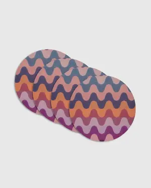 Quince Chilewich Wiggle Easy-care Round Placemat, Set Of 4 - Heatwave