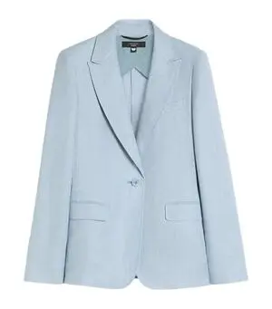 Max Mara Linen Single-breasted Blazer - Blue