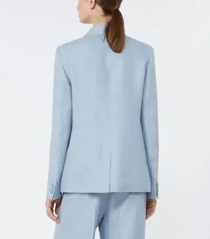 Max Mara Linen Single-breasted Blazer - Blue