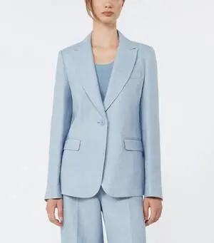 Max Mara Linen Single-breasted Blazer - Blue