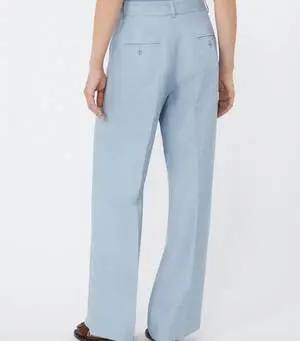 Max Mara Linen Wide-leg Trousers - Blue