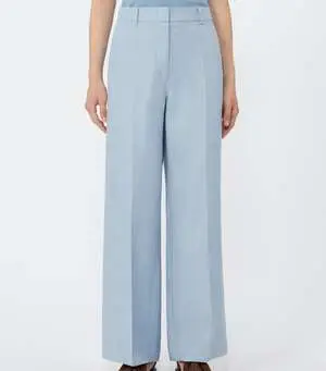 Max Mara Linen Wide-leg Trousers - Blue