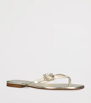 ROGER VIVIER Metallic Leather Embellished Sandals
