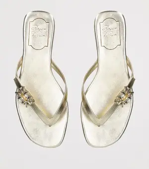 ROGER VIVIER Metallic Leather Embellished Sandals