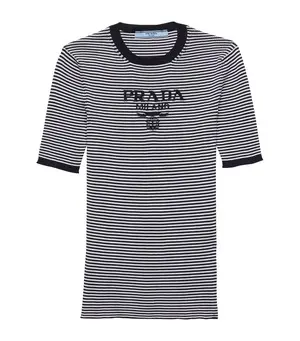 Prada Silk Cropped Logo Sweater