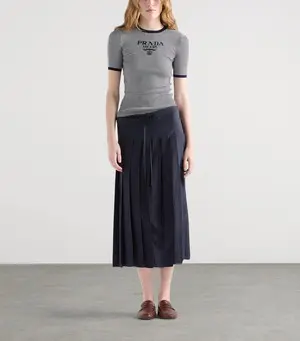 Prada Silk Cropped Logo Sweater