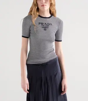 Prada Silk Cropped Logo Sweater