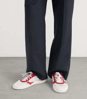 Prada Patent Leather-mesh Speedrock Sneakers - Red